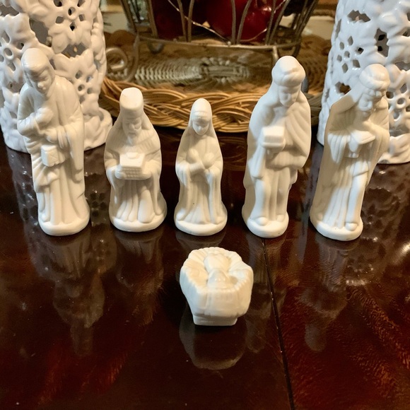 Holiday | Vintage Ceramic Nativity Figurineswhite Christmas Nativity ...